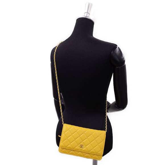 CHANEL | Bags | Chanel Matelasse Chain Wallet Yellow | Poshmark